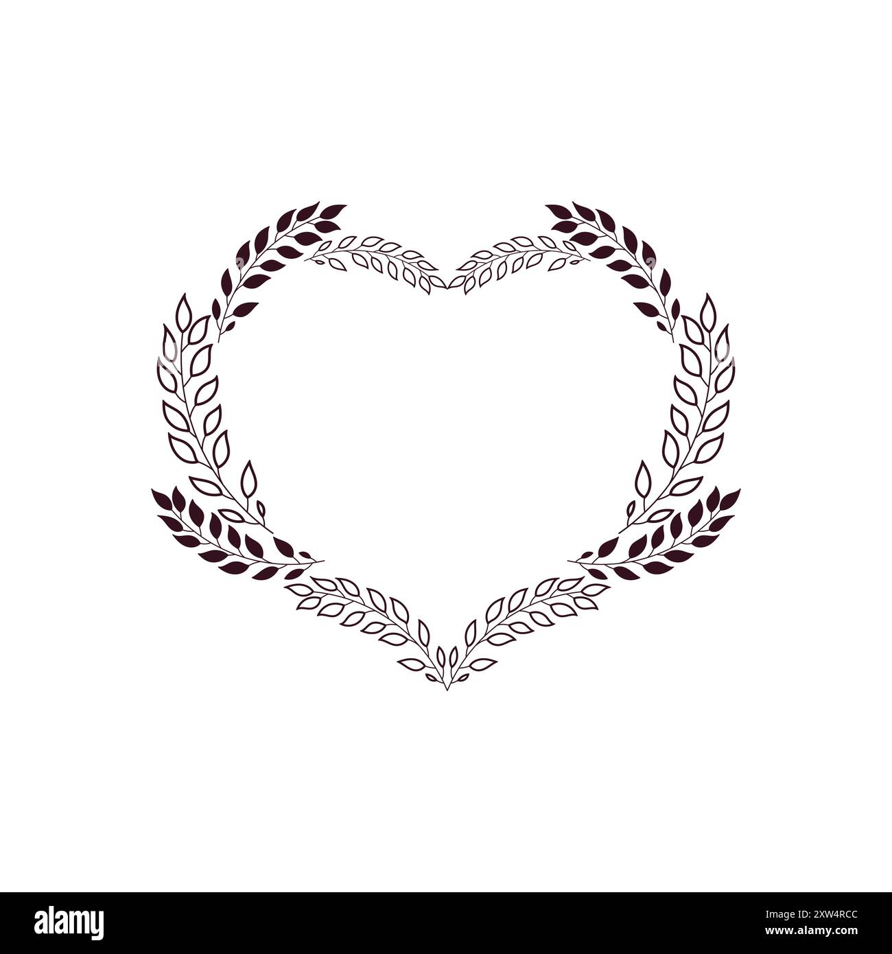 Elegant Heart-Shaped Leaf Frame Stock Vector Image & Art - Alamy