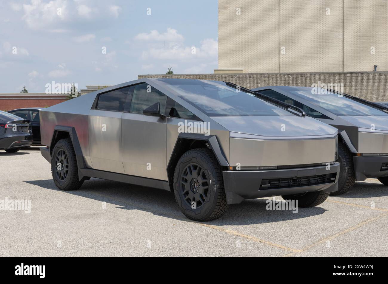 Indianapolis - August 4, 2024: Tesla Cybertruck display at a dealership ...