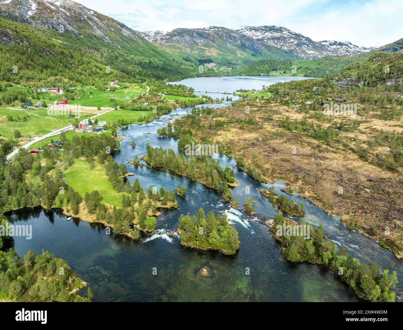 Aerial view following road river hi-res stock photography and images ...