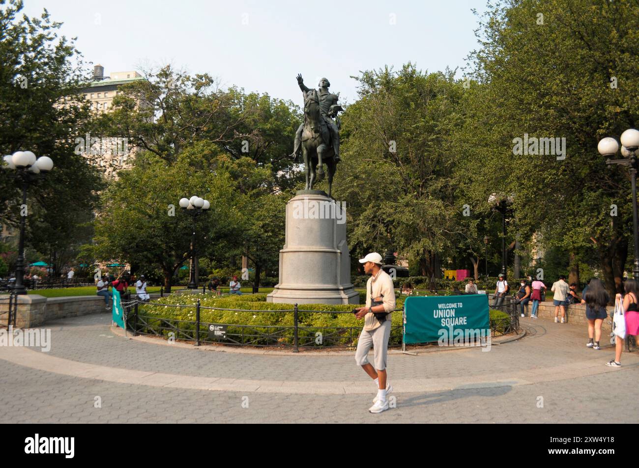 People are seen at the Union Square Park, Manhattan, New York City ...