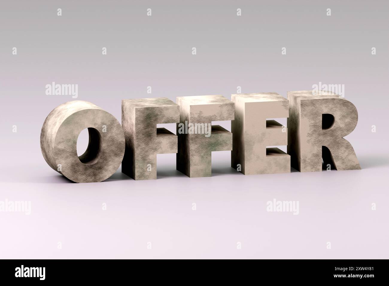 Luxury concrete inscription offer on grey podium, soft light, smooth ...