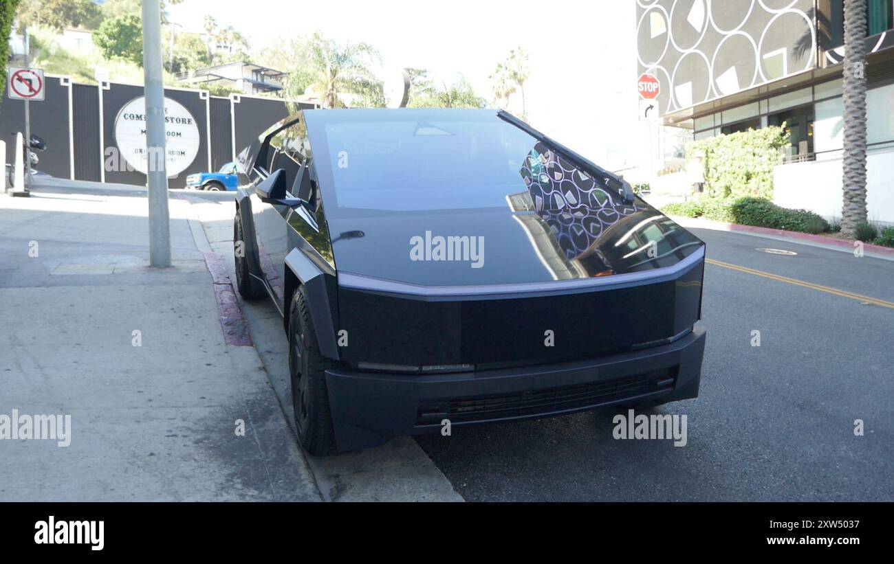 Los Angeles, California, USA 11th August 2024 Black Tesla Cyber Truck ...
