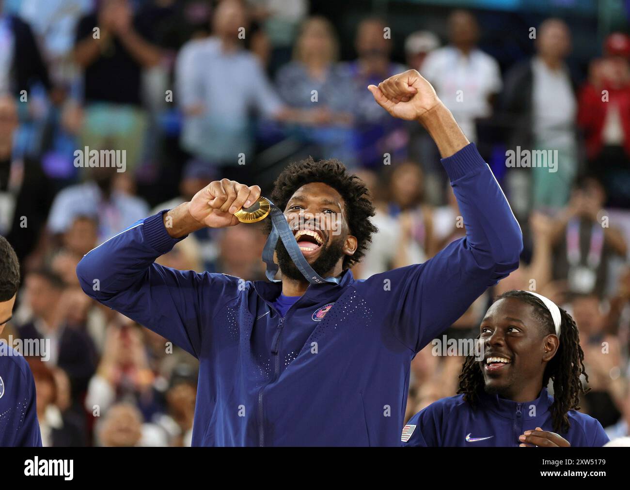 PARIS, FRANCE - AUGUST 10: Joel Embiid of United States celebrates the ...