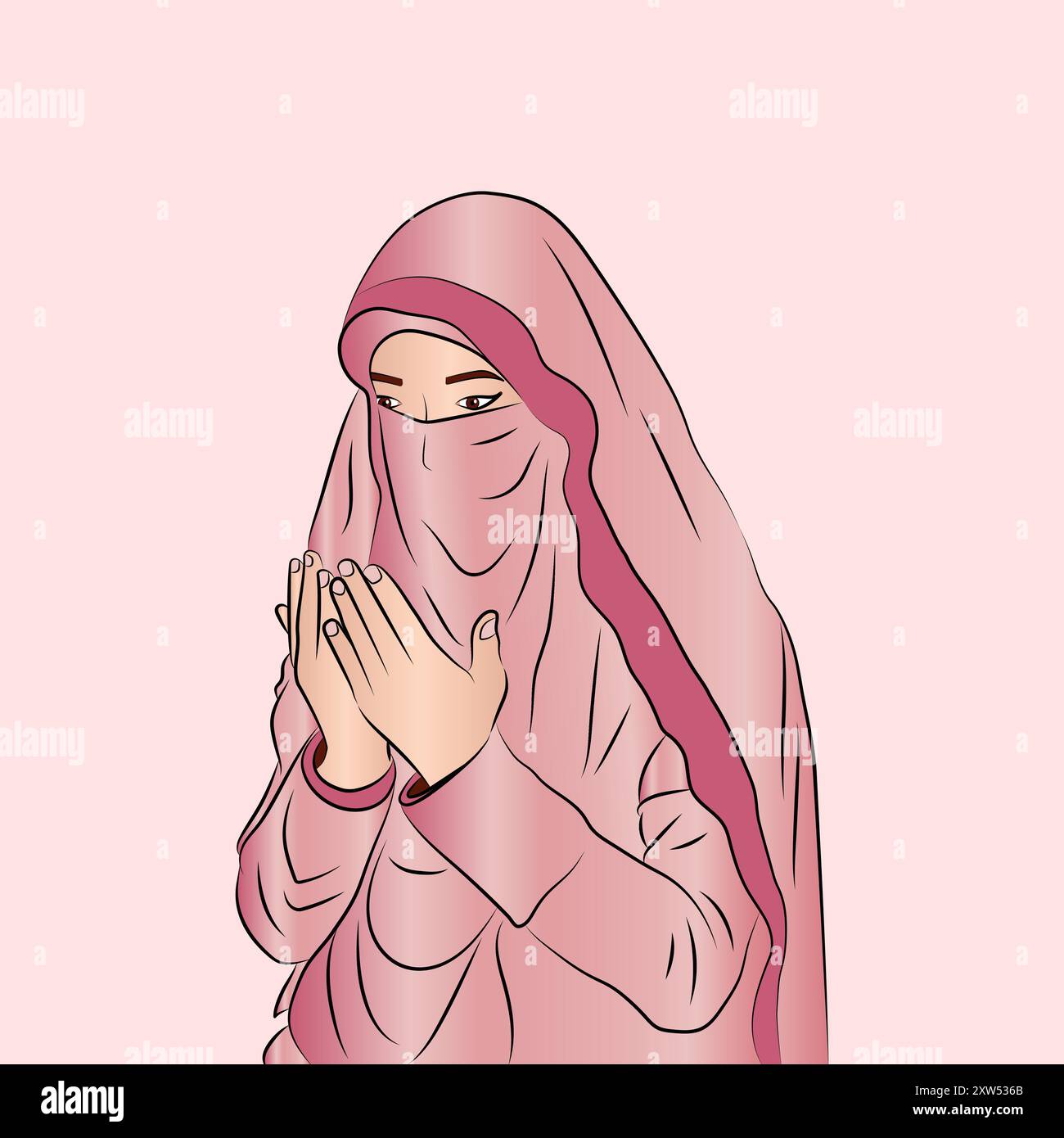 Muslim Girl Praying - Religious Faith Illustration Stock Vector Image ...