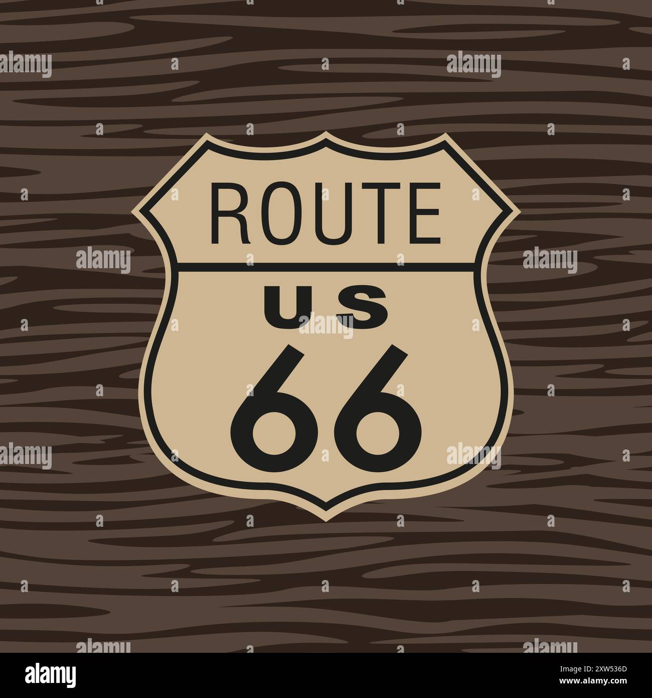 Vintage metal route 66 road sign on wooden background. Vector illustration Stock Vector Image ...