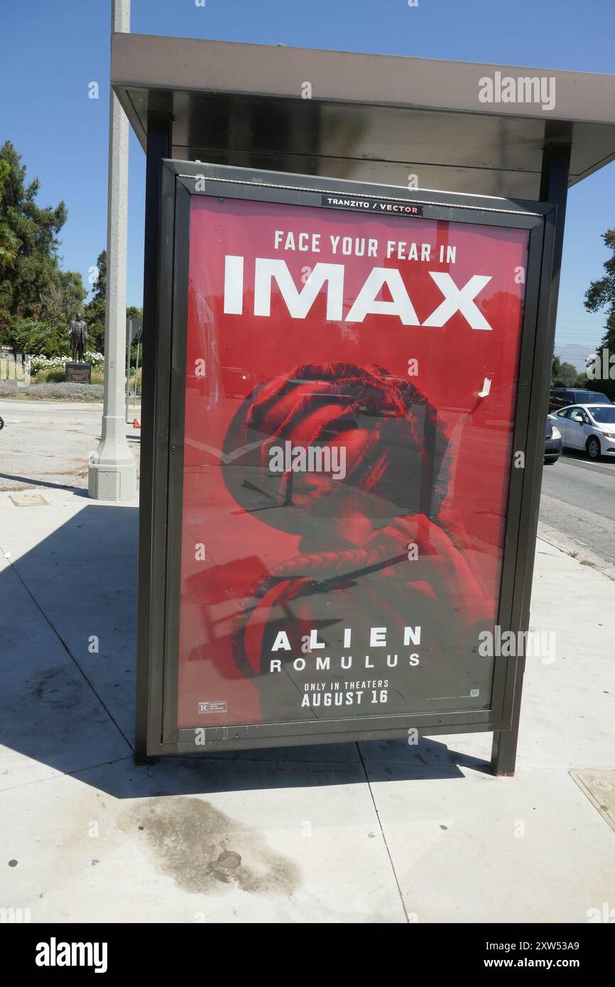 Los Angeles, California, USA 12th August 2024 Alien Romulus Bus Stop ...