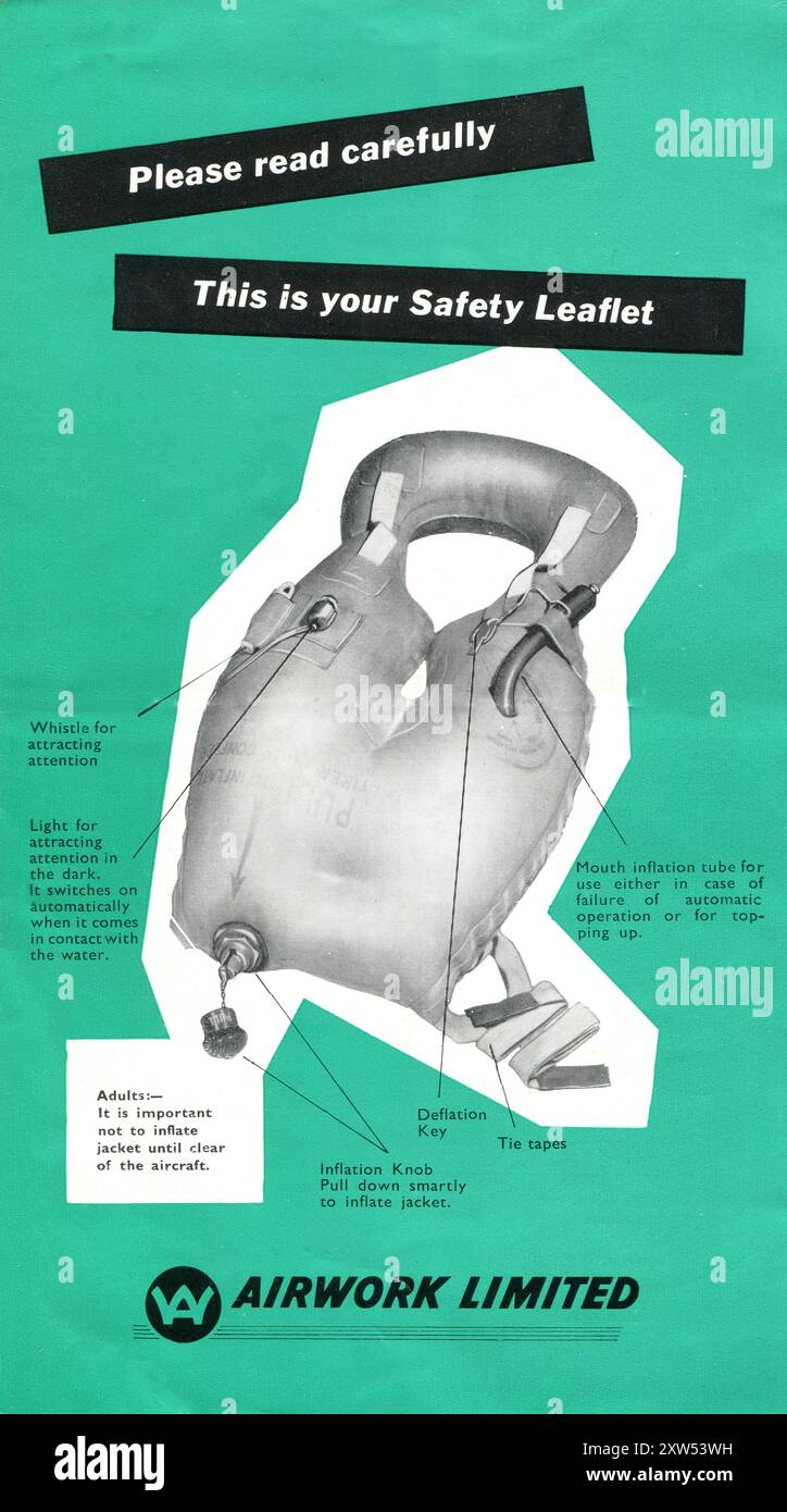 Circa 1950s. The cover of an Airwork Limited flight safety leaflet ...