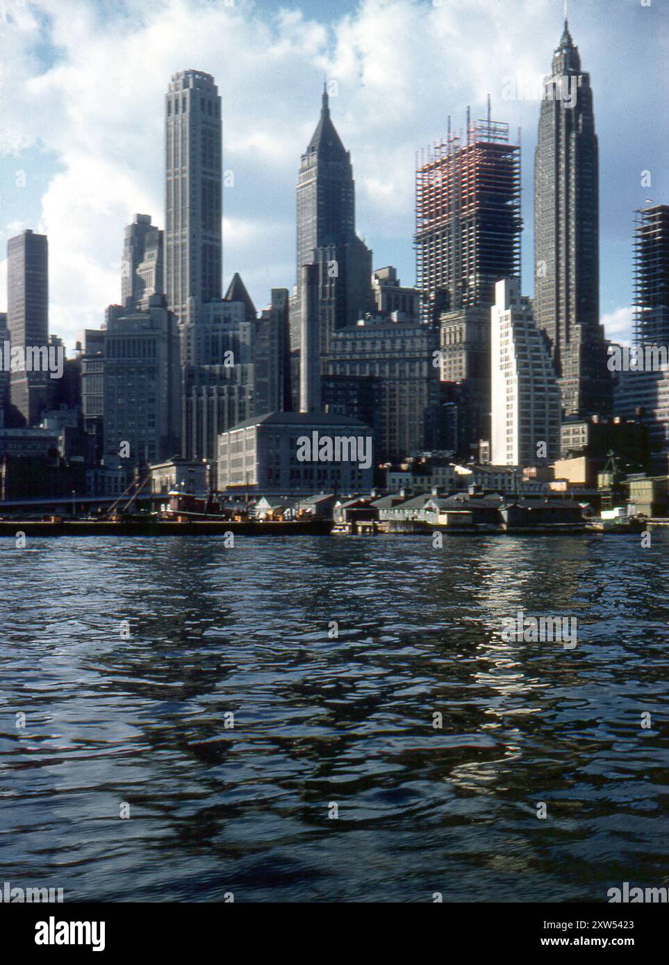 New York, USA. September 1959 – A view of the Lower Manhattan skyline ...