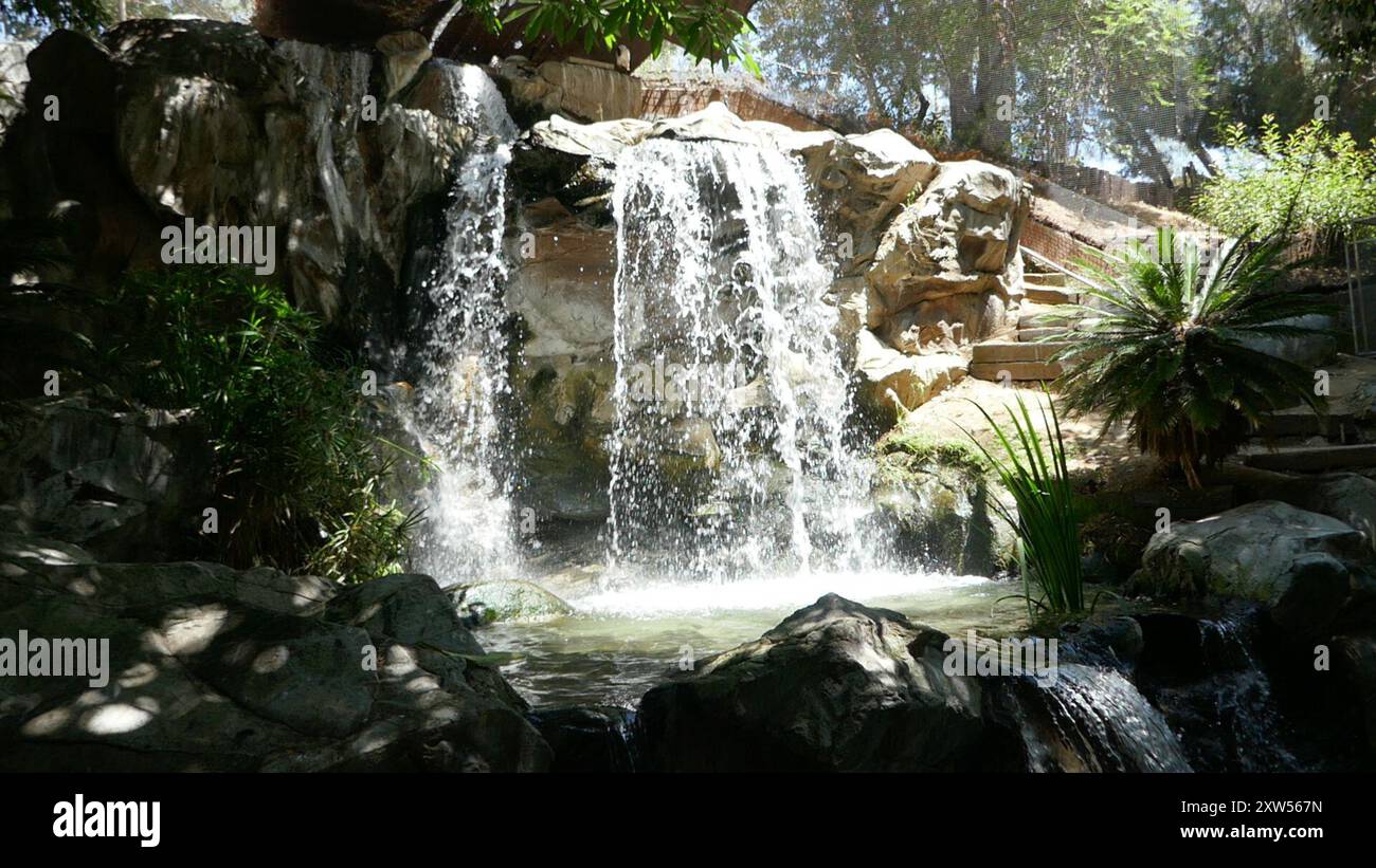 Los Angeles, California, USA 12th August 2024 Waterfall in Aviary at LA ...
