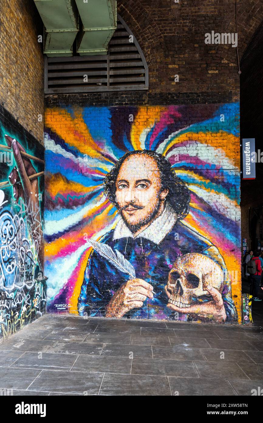 William Shakespeare mural, street art by Jimmy C, under Cannon street ...