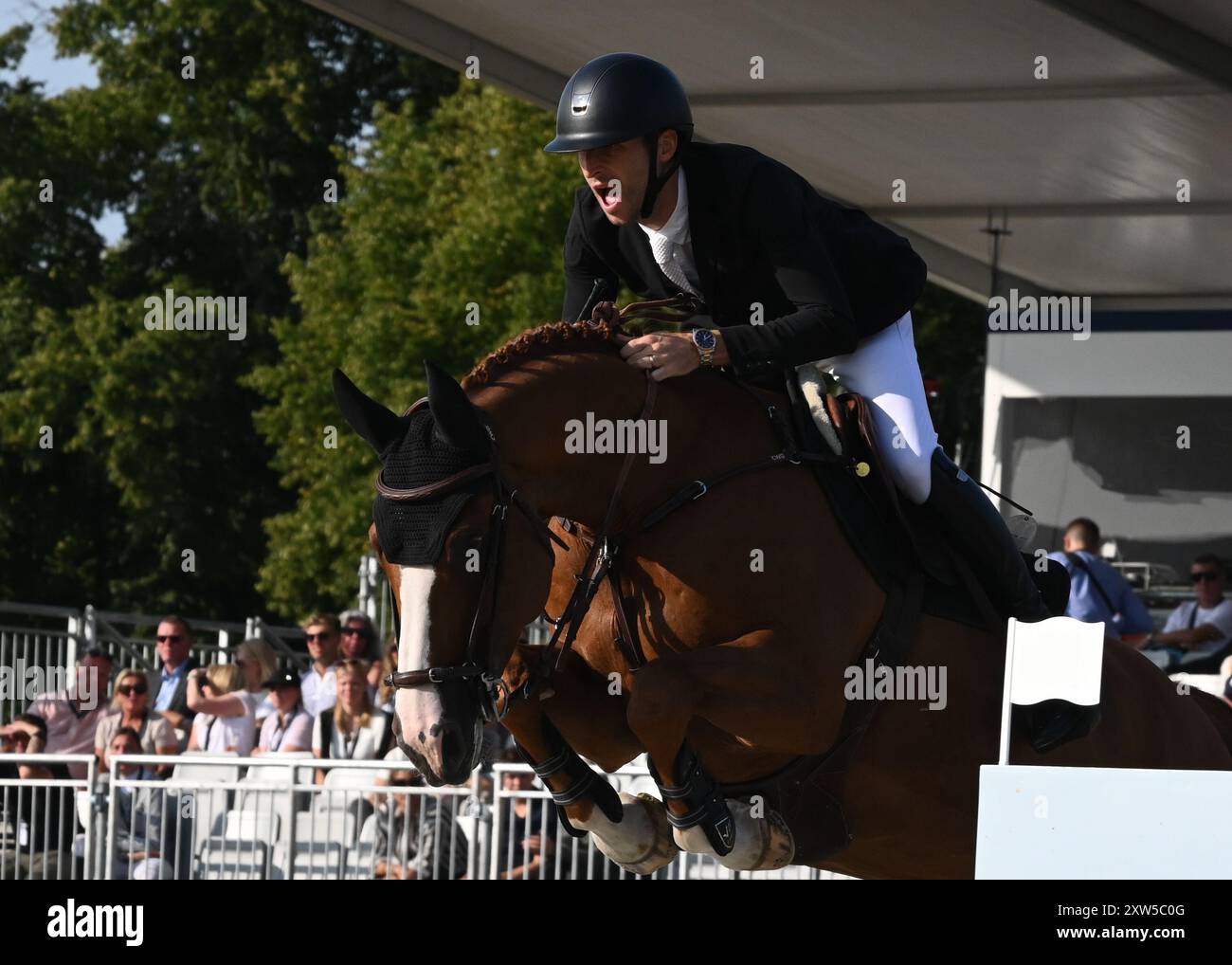 LONDON, ENGLAND: 17th August 2024: Pieter Devos completed at the LGCT London 2024 is the second ...