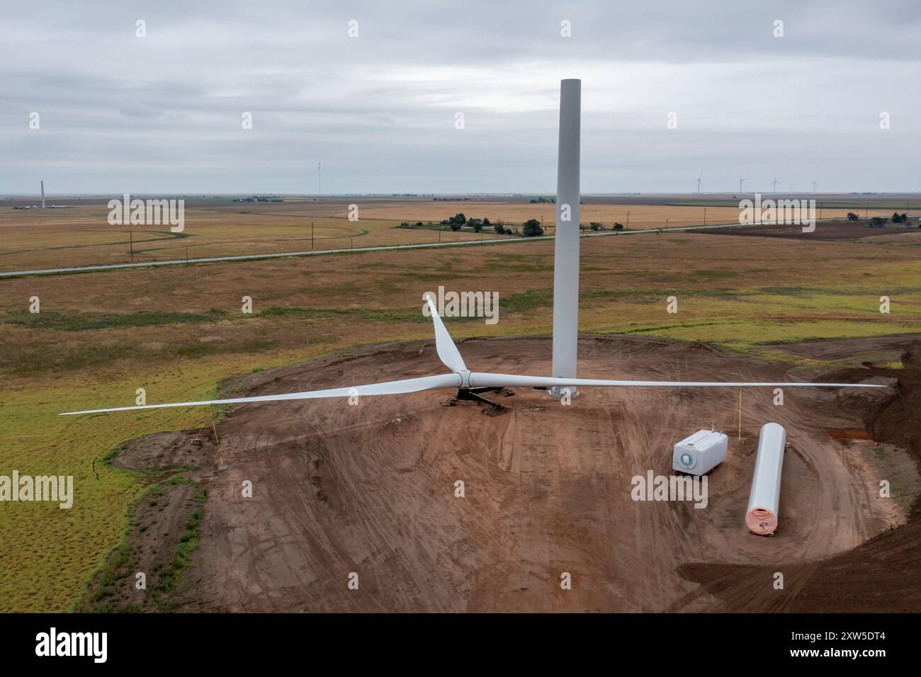 Balko, Oklahoma - A wind turbine being constructed in the Oklahoma ...