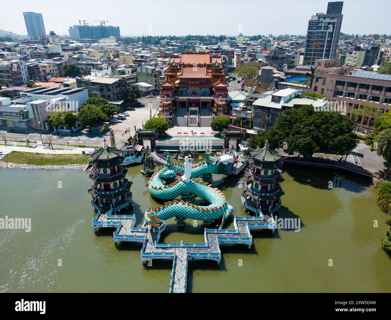 Aerial Taiwan Spring and Autumn Pavilion Featuring Gods and Dragon ...
