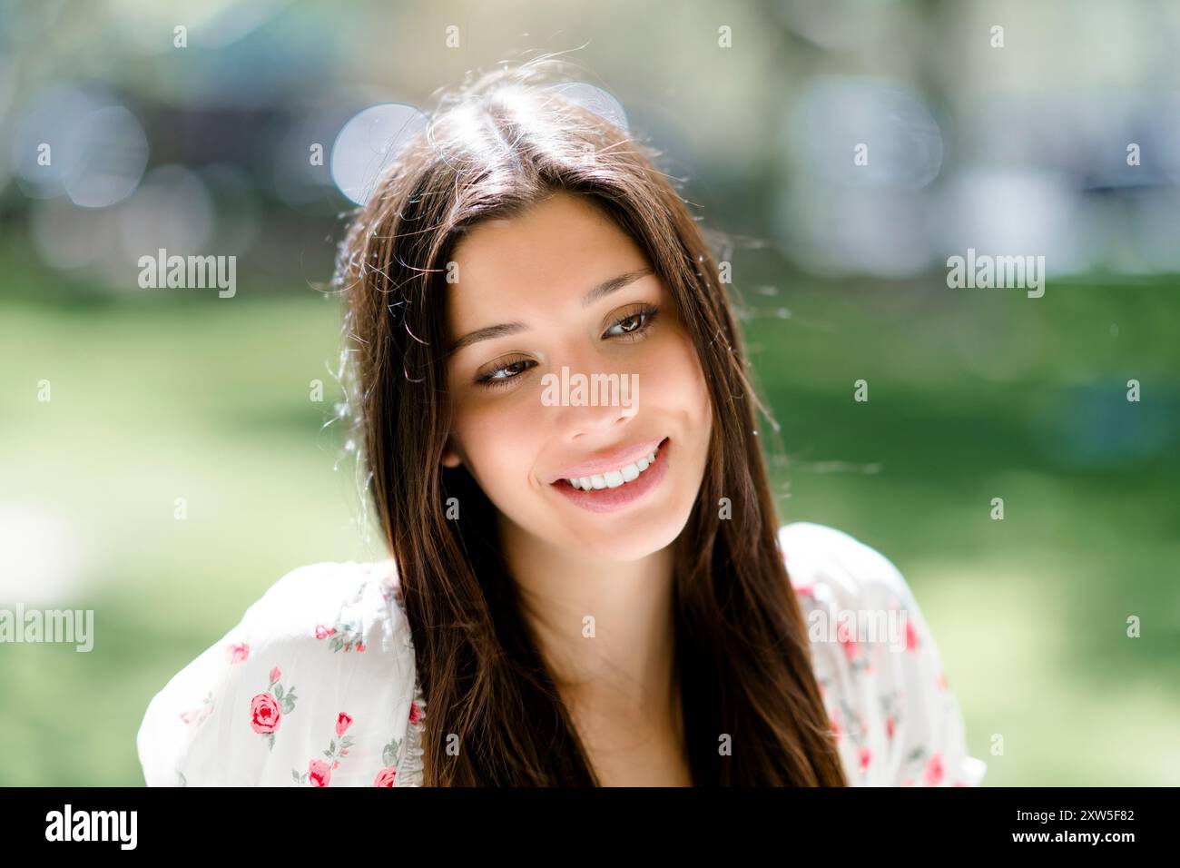 Close up happy smiling beautiful young latina teenager teen female ...