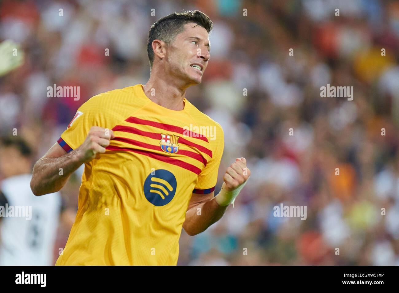 VALENCIA, SPAIN - AUGUST 17: Robert Lewandowski Centre-Forward of FC ...