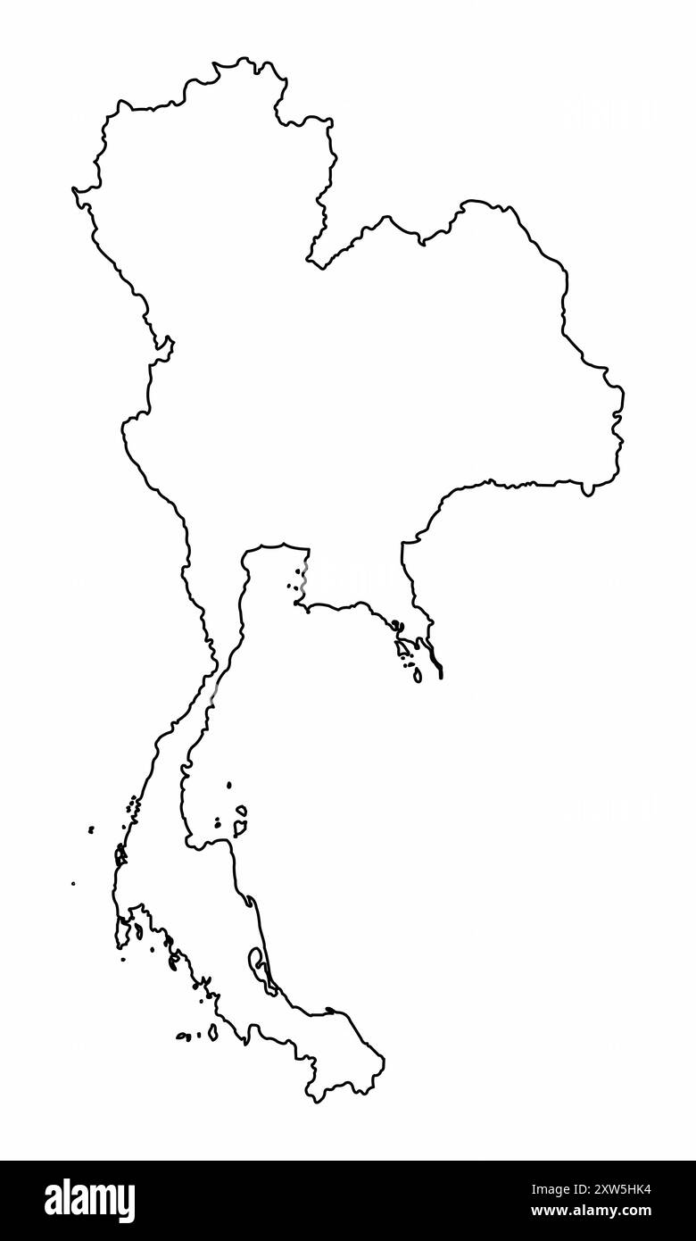 Thailand outline map isolated on white background Stock Vector Image ...