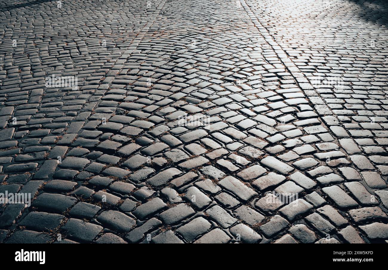 Stone road texture. Stone walk background. Granite cobblestoned ...