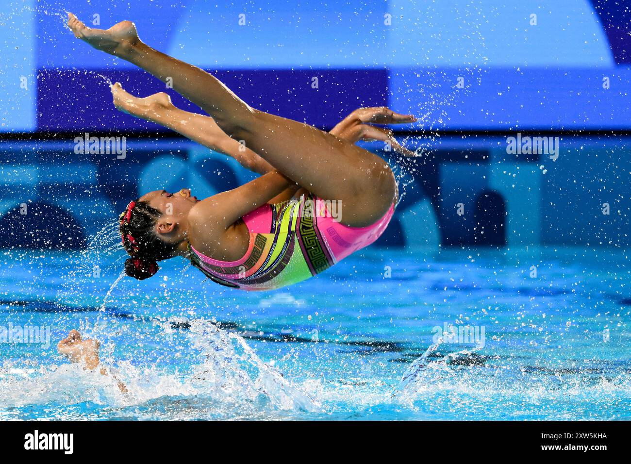 Athletes of team Mexico compete in the artistic swimming Team Acrobatic ...