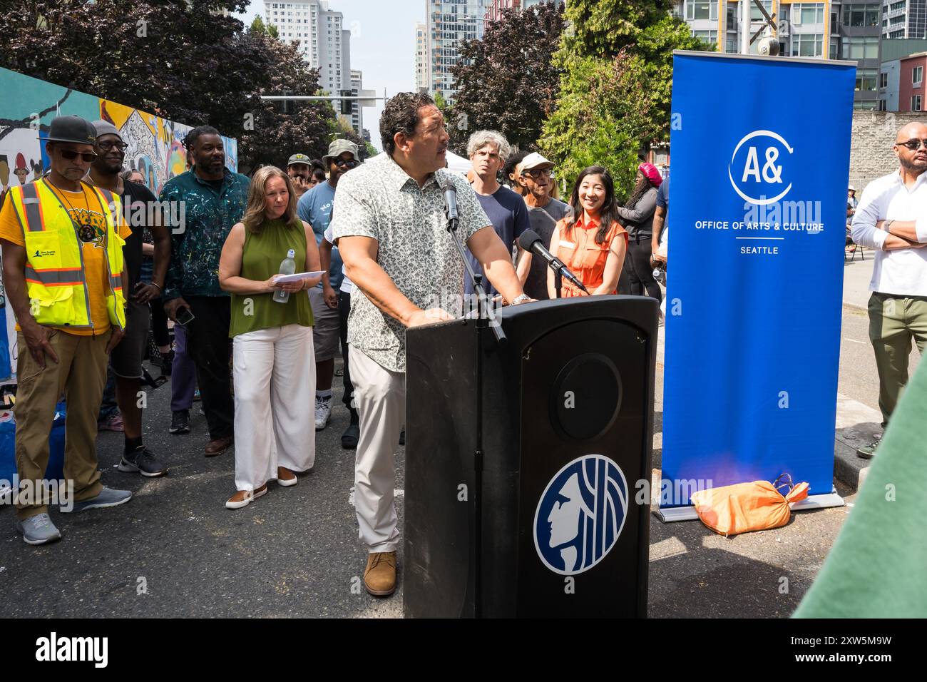 Seattle, USA. 17th Aug 2024. The Belltown Mural Festival kicks off ...