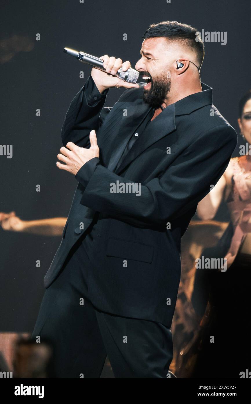Singer Ricky Martin during a performance at the WiZink Center on July ...
