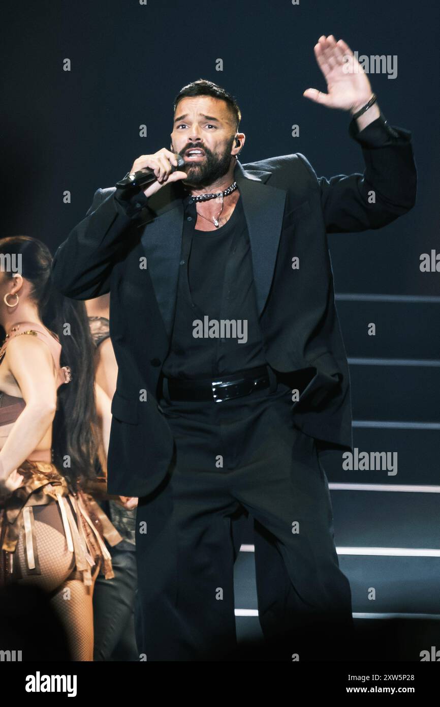 Singer Ricky Martin during a performance at the WiZink Center on July ...