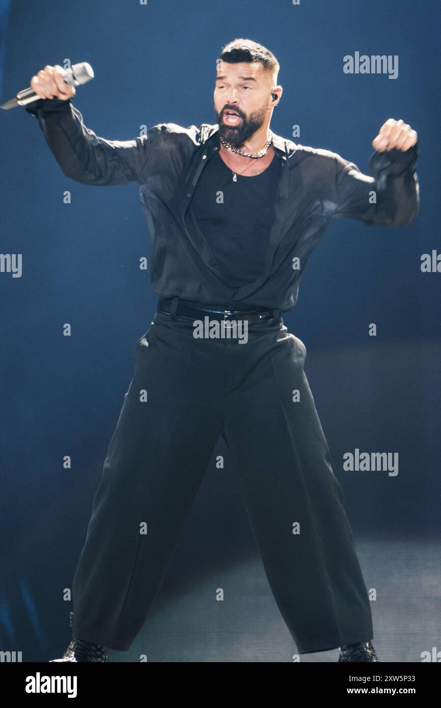 Singer Ricky Martin during a performance at the WiZink Center on July ...