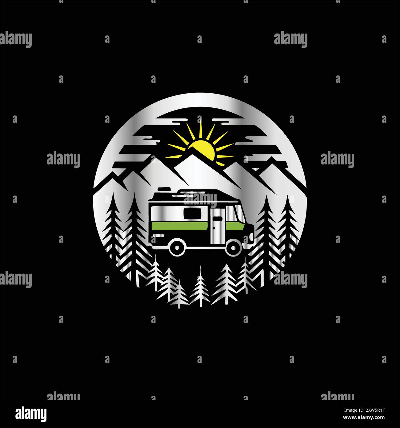 Camper van wild camping Stock Vector Images - Alamy