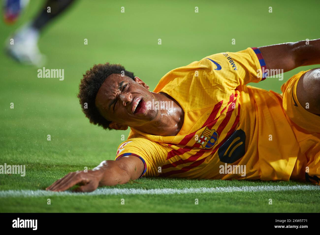 Alejandro Balde of FC Barcelona seen in action during the game between ...