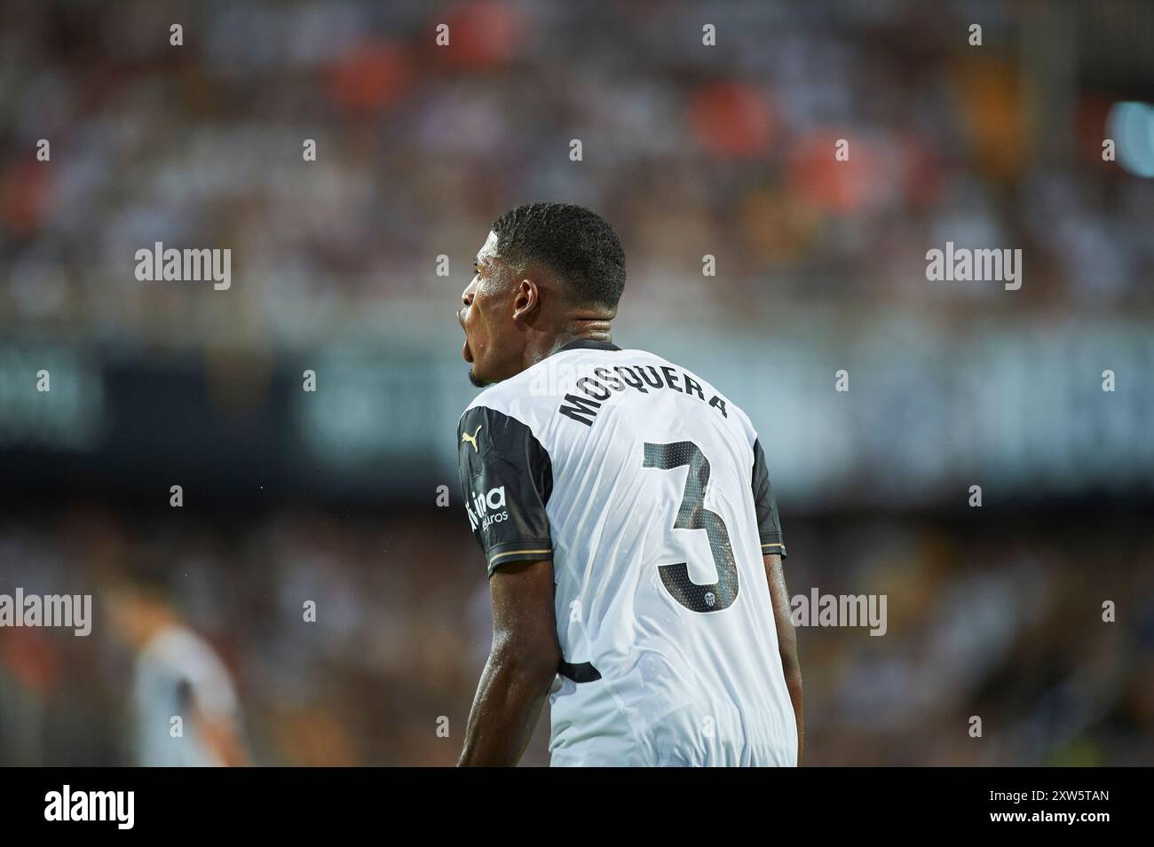 Cristhian Mosquera of Valencia CF seen in action during the game ...