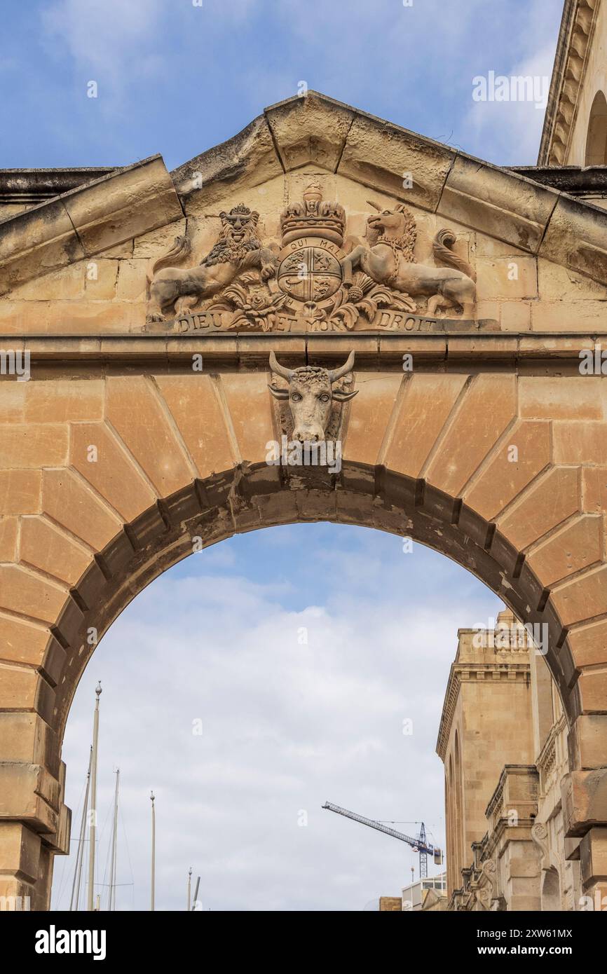 Malta, between Senglea and Birgu, carving on Royal Navy Victualling ...