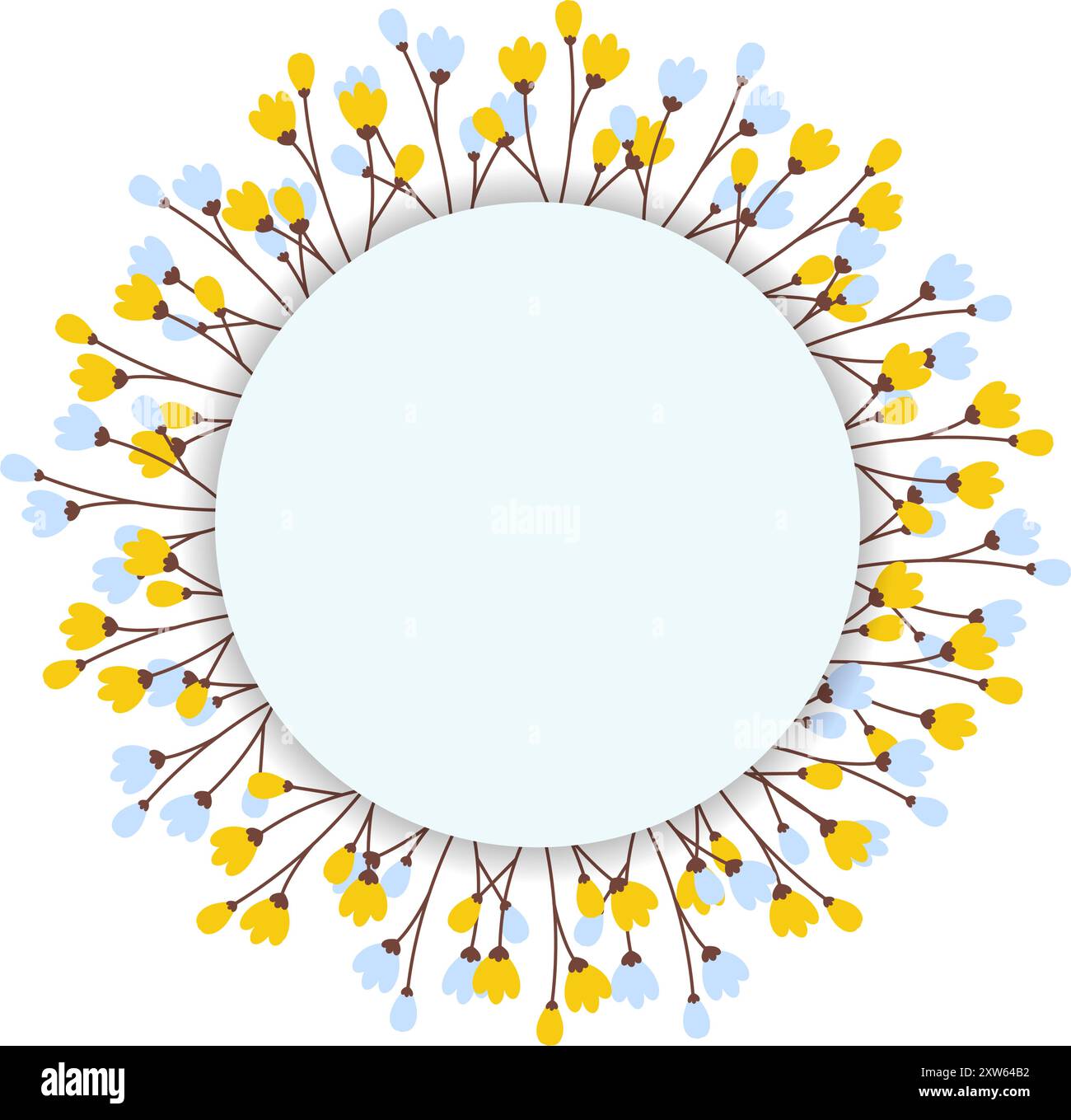 Abstract circle frame border with copy space inside and floral wreath ...