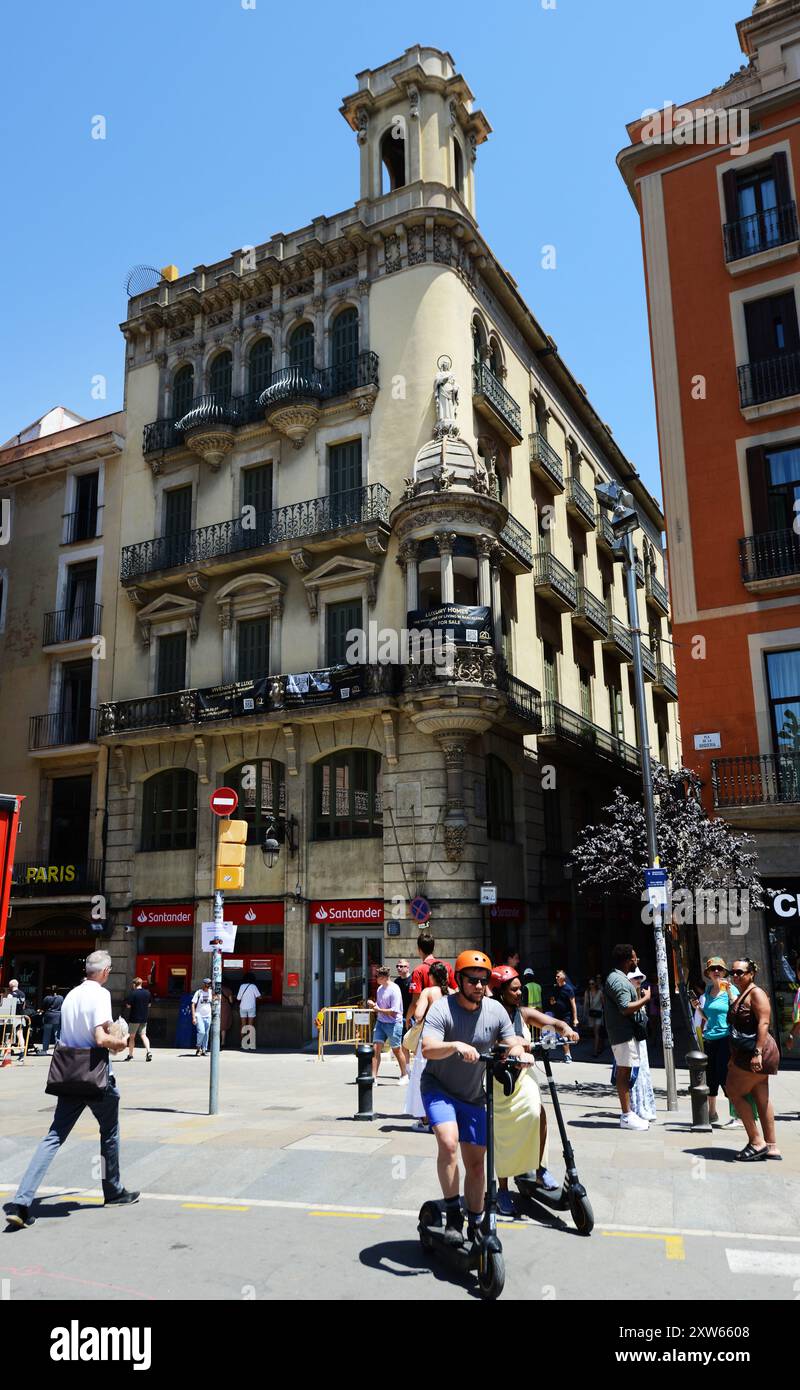 Beautiful old buildings along La Ramba in Barcelona, Spain Stock Photo ...