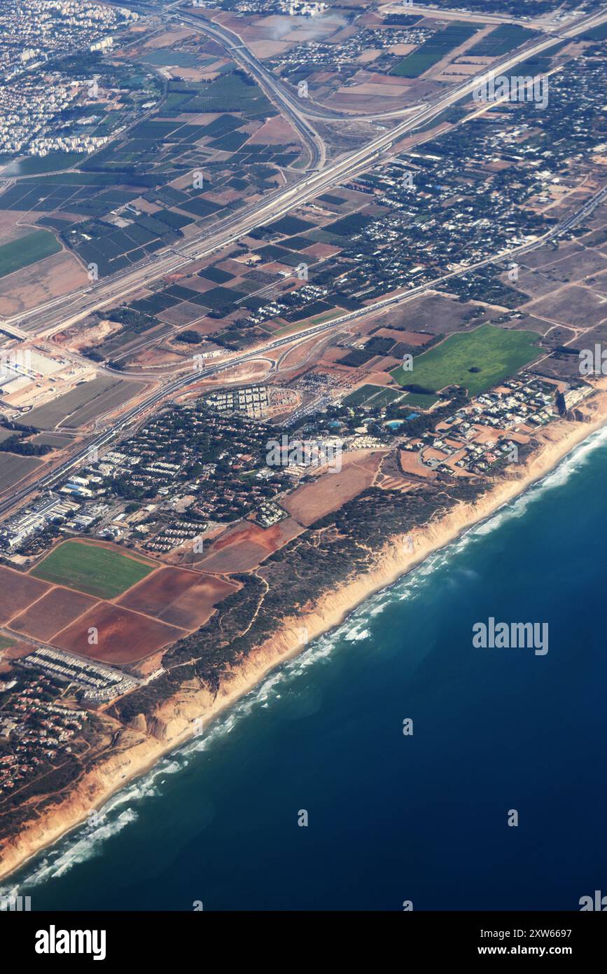 Aerial view of the Israeli coastline around Herzeliya, Israel Stock ...