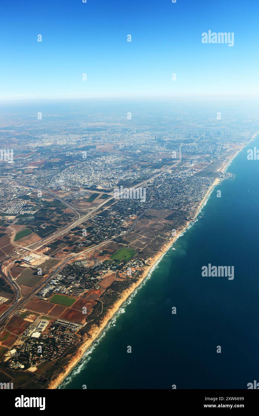 Aerial view of the Israeli coastline around Herzeliya, Israel Stock ...