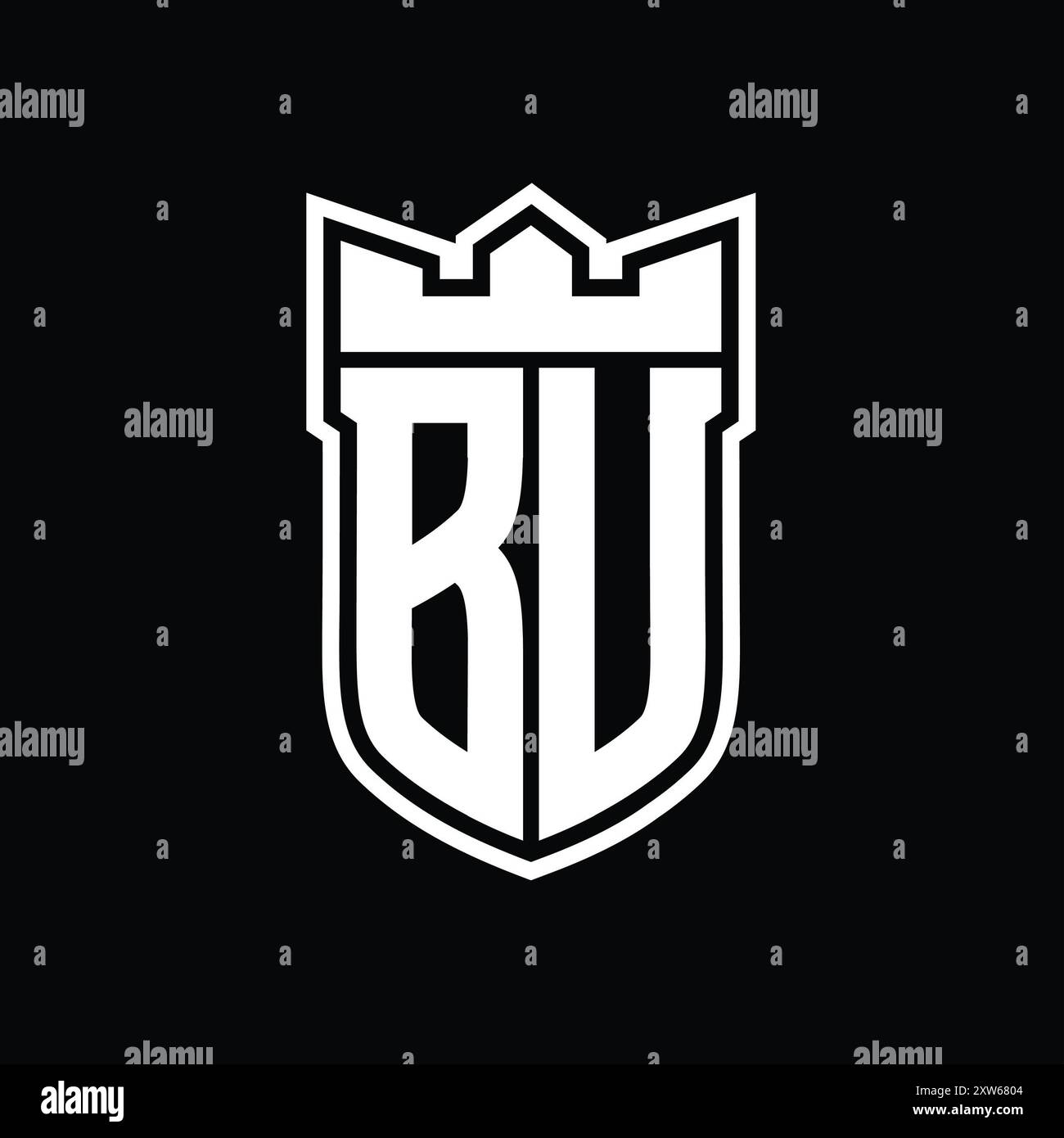 BU Letter logo with shield shape with geometric crown inside white ...