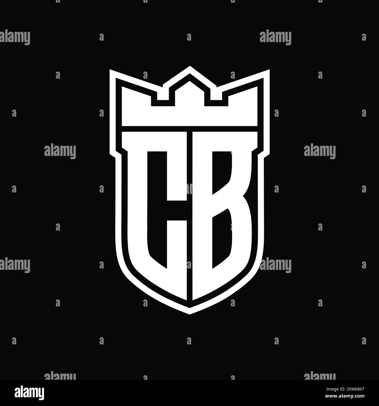 CB Letter logo with shield shape with geometric crown inside white ...