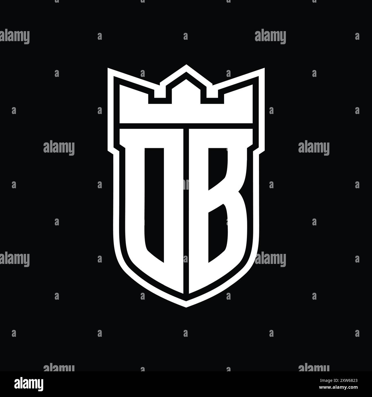 DB Letter logo with shield shape with geometric crown inside white ...