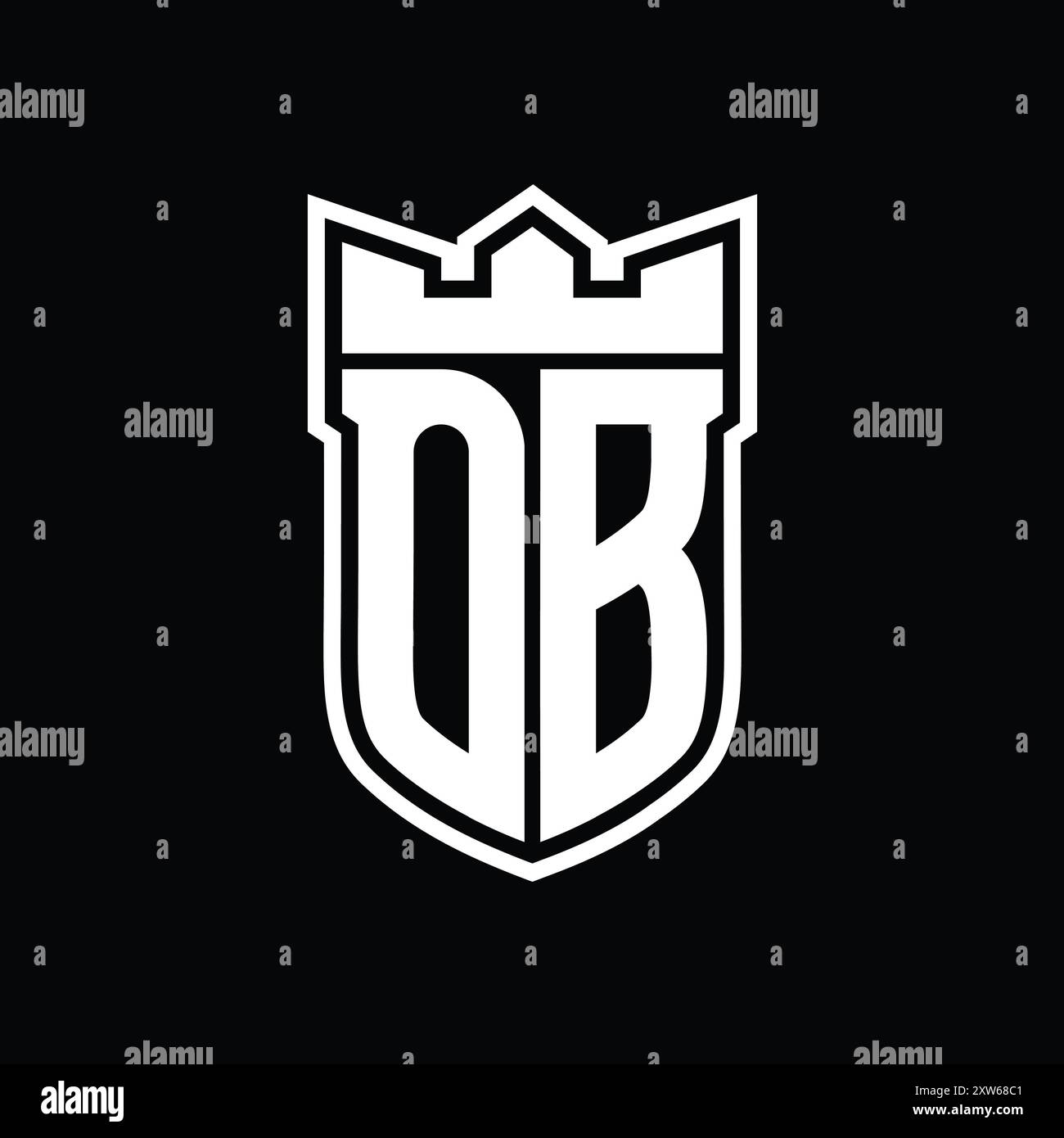 OB Letter logo with shield shape with geometric crown inside white ...