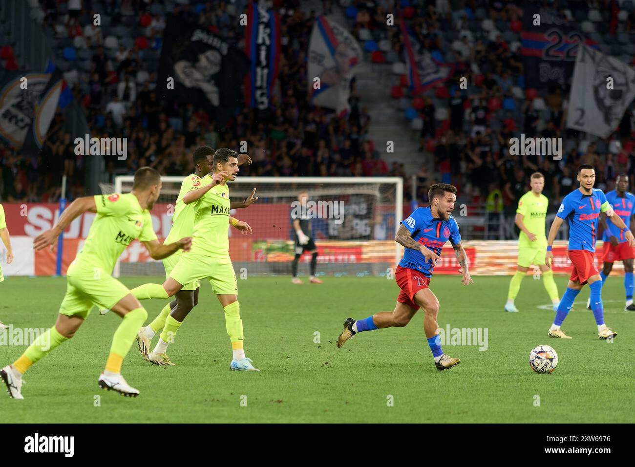 Bucharest, Romania. 17th Aug, 2024: Alexandru Baluta (R) of FCSB ...