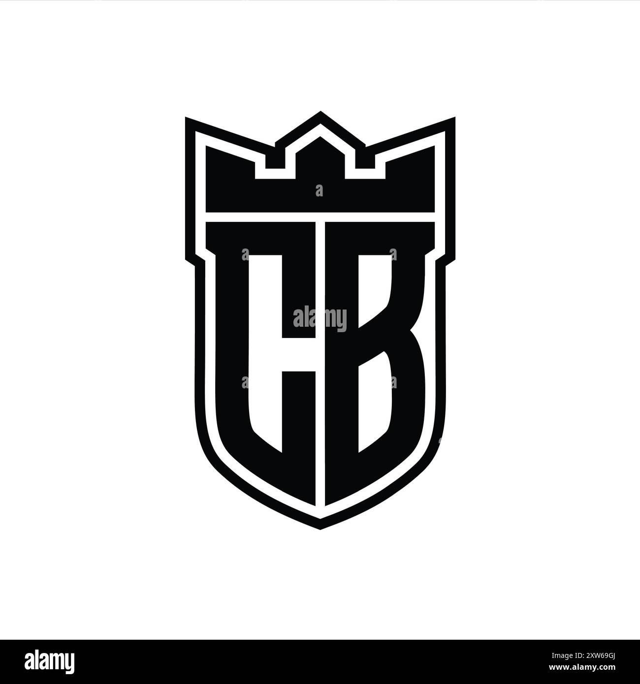 CB Letter logo with shield shape with geometric crown inside black ...