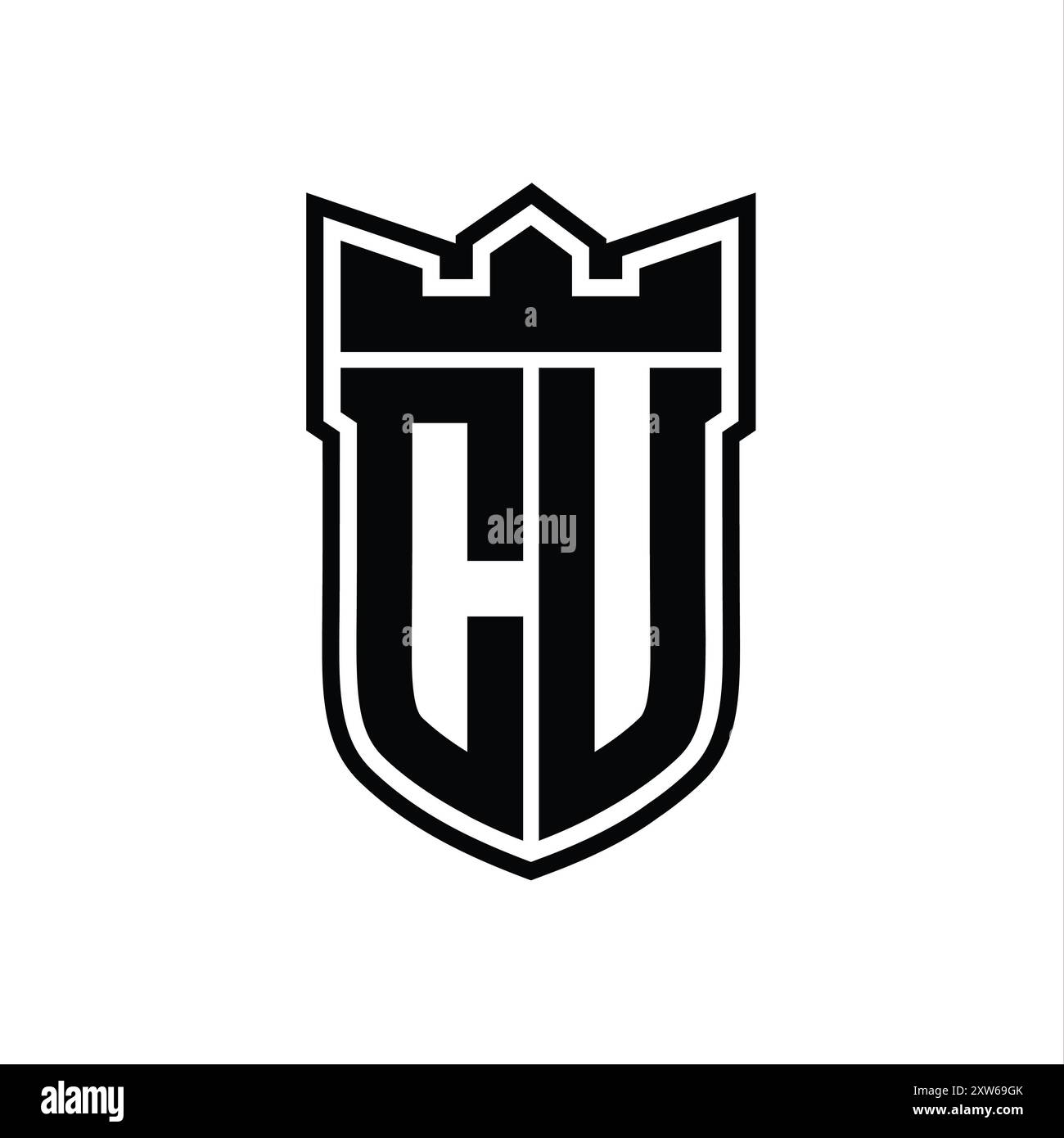 CU Letter logo with shield shape with geometric crown inside black ...
