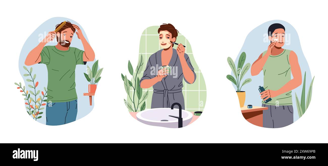Man undergoing beauty care Stock Vector Images - Alamy