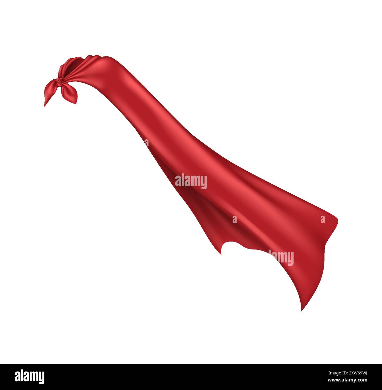 Flattering red satin hero cape realistic vector illustration. Brave ...
