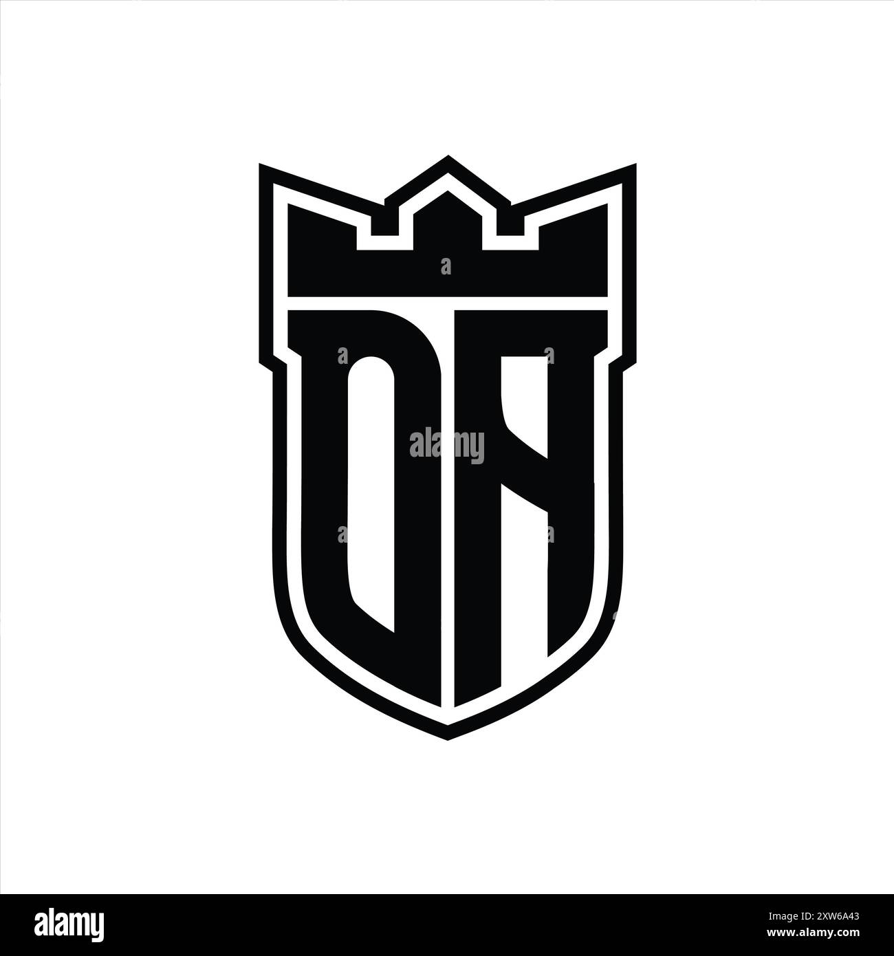 OA Letter logo with shield shape with geometric crown inside black ...