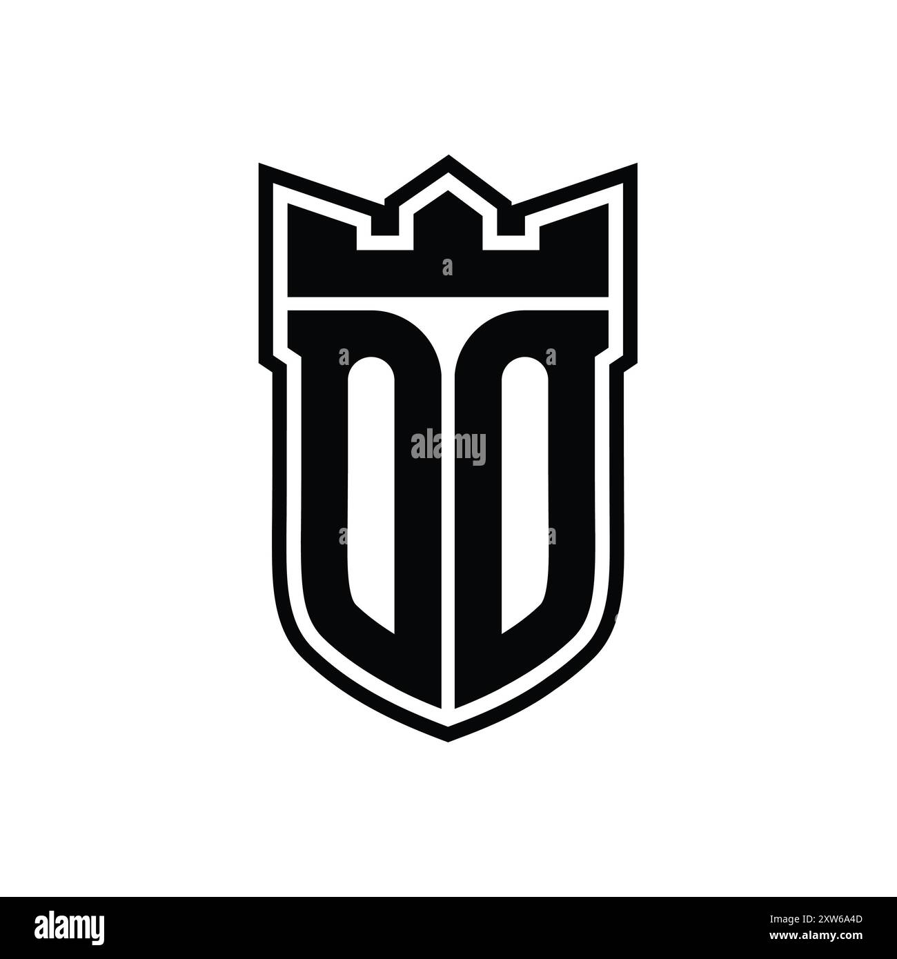 OO Letter logo with shield shape with geometric crown inside black ...
