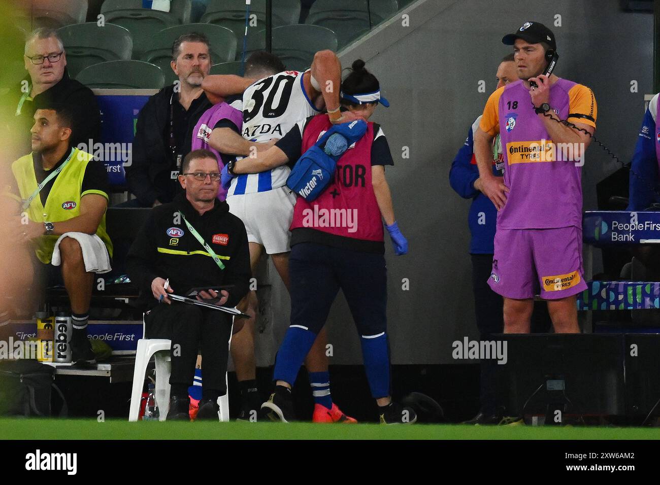 Melbourne, Australia. 18th Aug, 2024. Charlie Comben of the Kangaroos ...