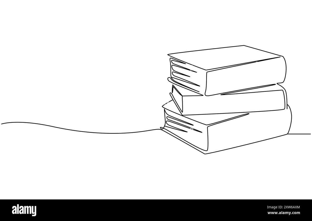 book drawn with one continuous line vector illustration Stock Vector ...