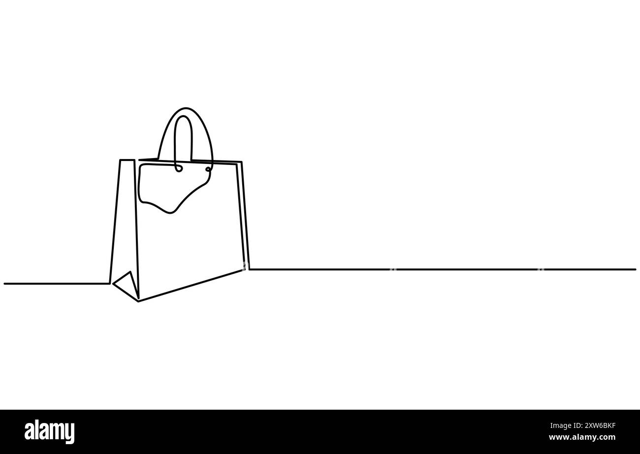 Shopping Bag Continuous Line Icon, Hand Drawn Shopping Bag Icon Vector Illustration Stock Vector ...