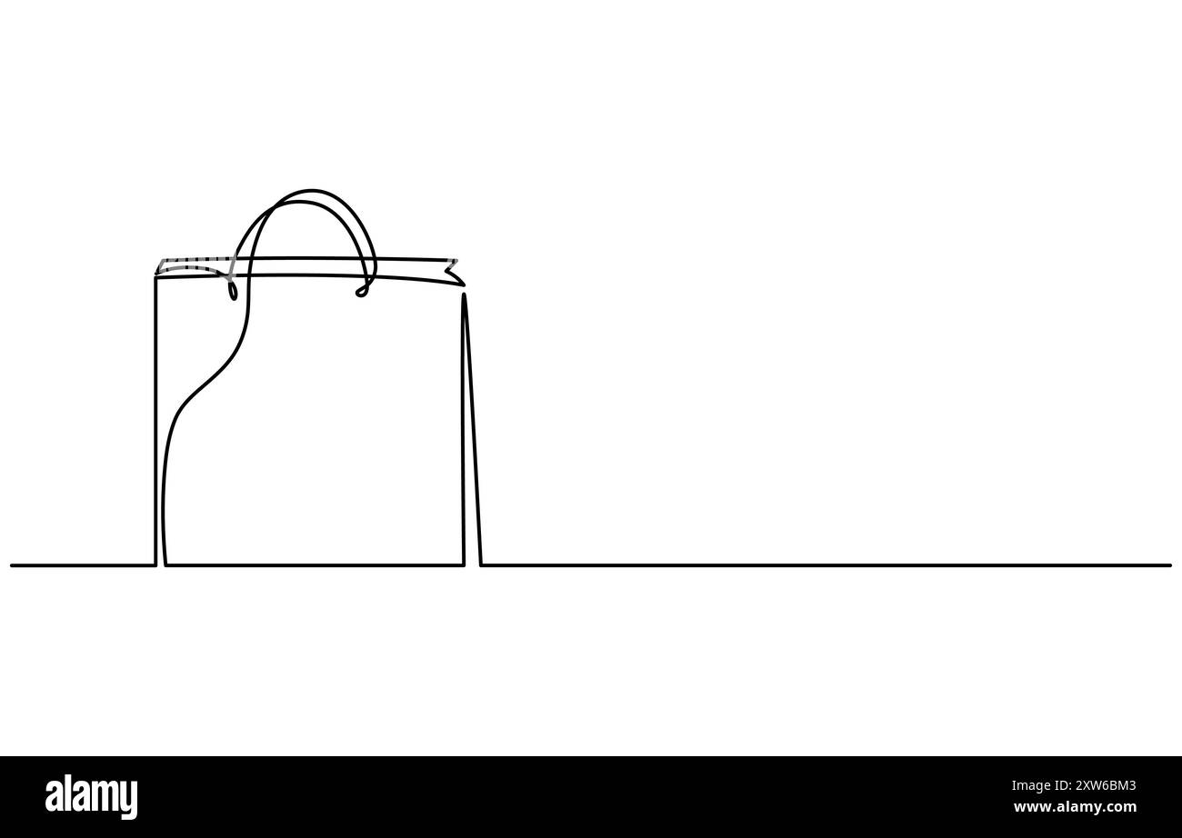 Shopping Bag Continuous Line Icon, Hand Drawn Shopping Bag Icon Vector Illustration Stock Vector ...