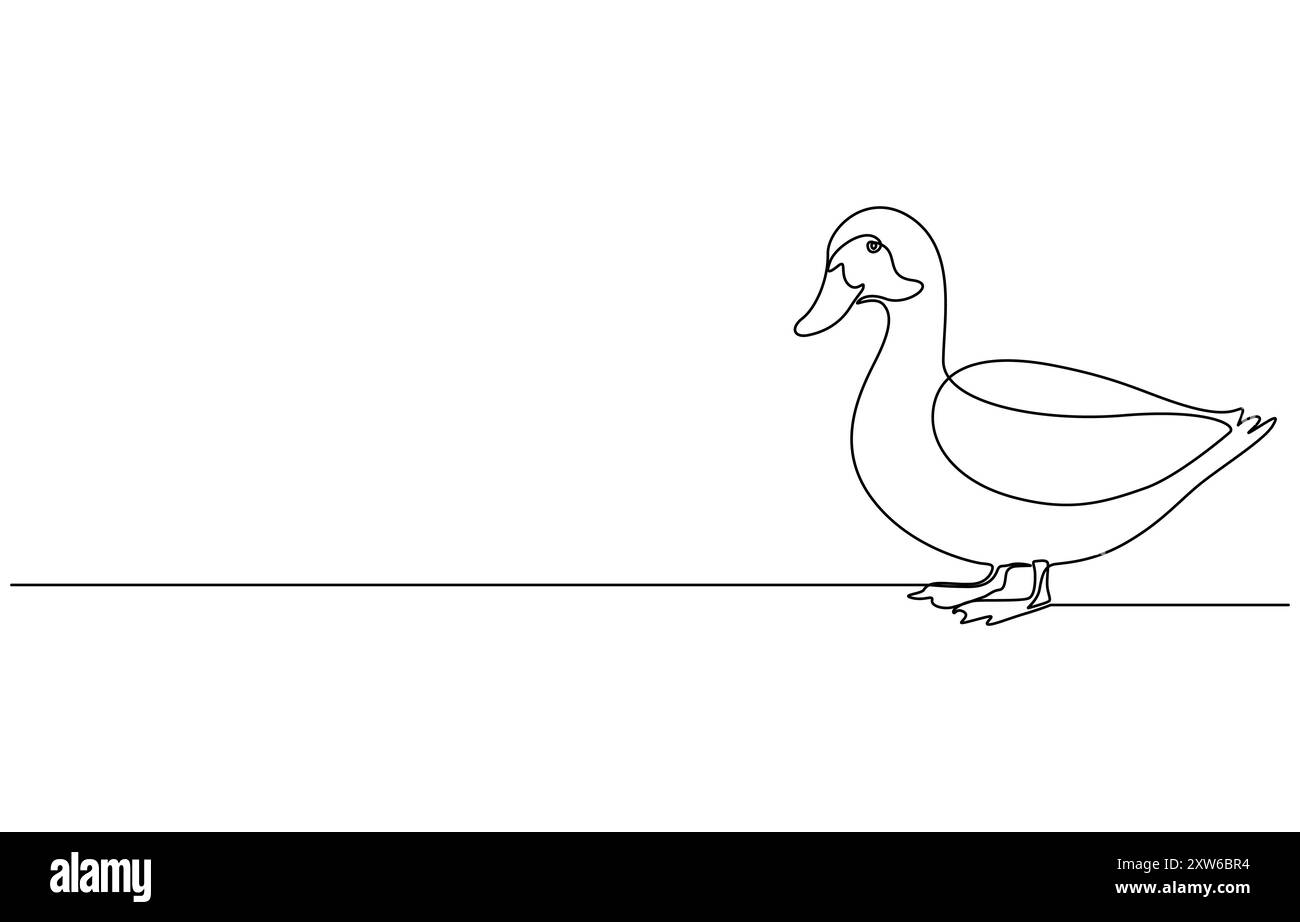Duck single continuous one line out line vector art drawing Stock ...